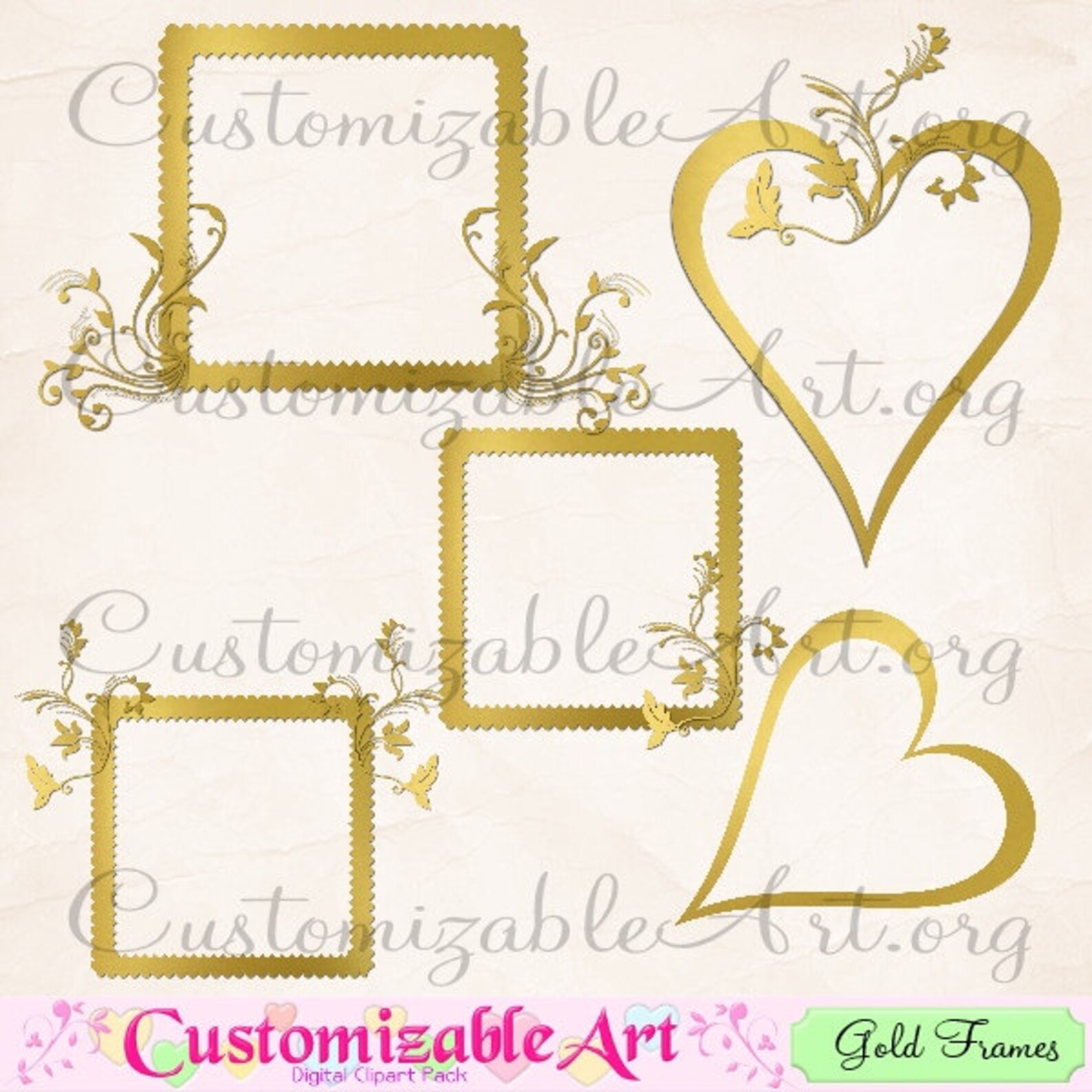 Gold Frame Clipart Digital Gold Frames Clip Art Golden Frame Clipart ...