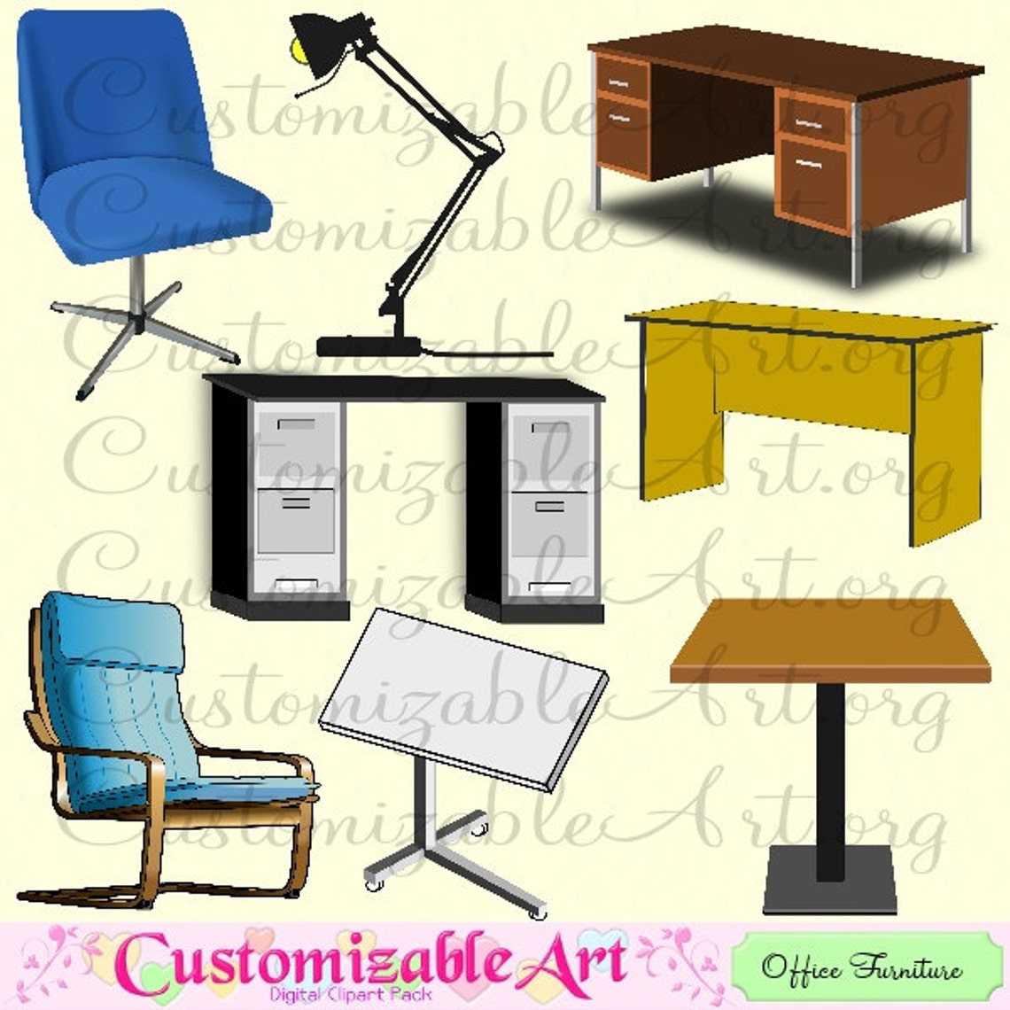 Table Clipart Digital Desk Clip Art Office Furniture Clipart Office ...