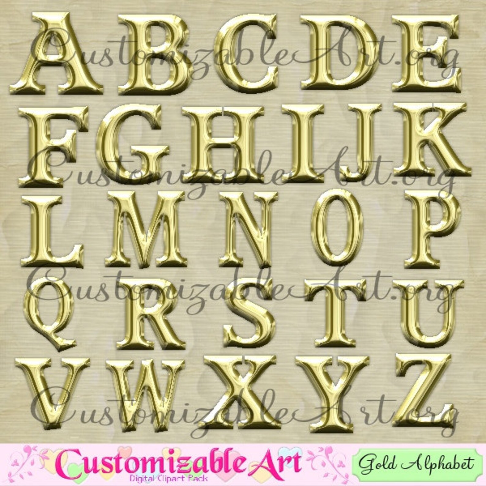 Gold Alphabet Clipart Golden Alphabet Clip Art Digital Gold Alphabet ...