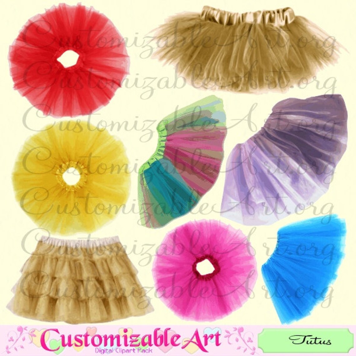 Tutu Clipart Digital Tutu Clip Art Gold Golden Girls Tutu Skirt Pink ...