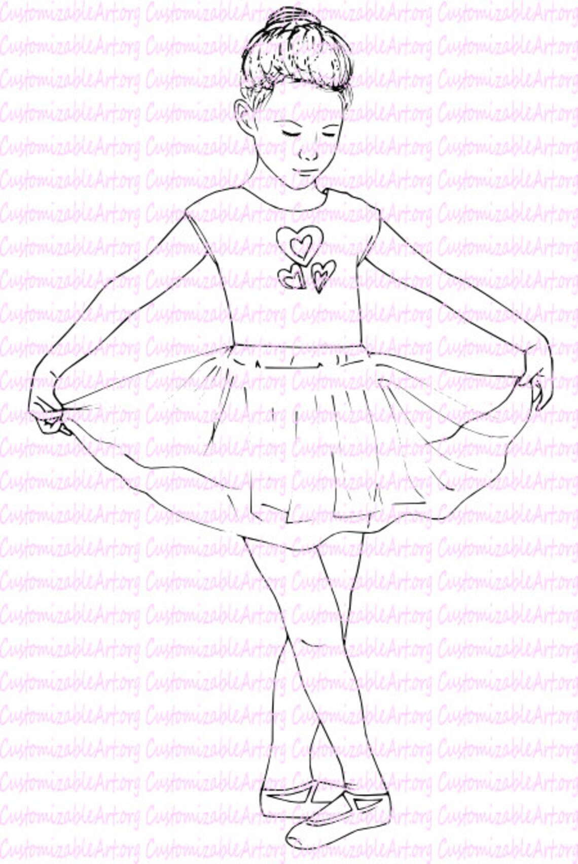 Ballet Girl Digi Stamp Printable Ballerina Digital Stamp Young Girl ...