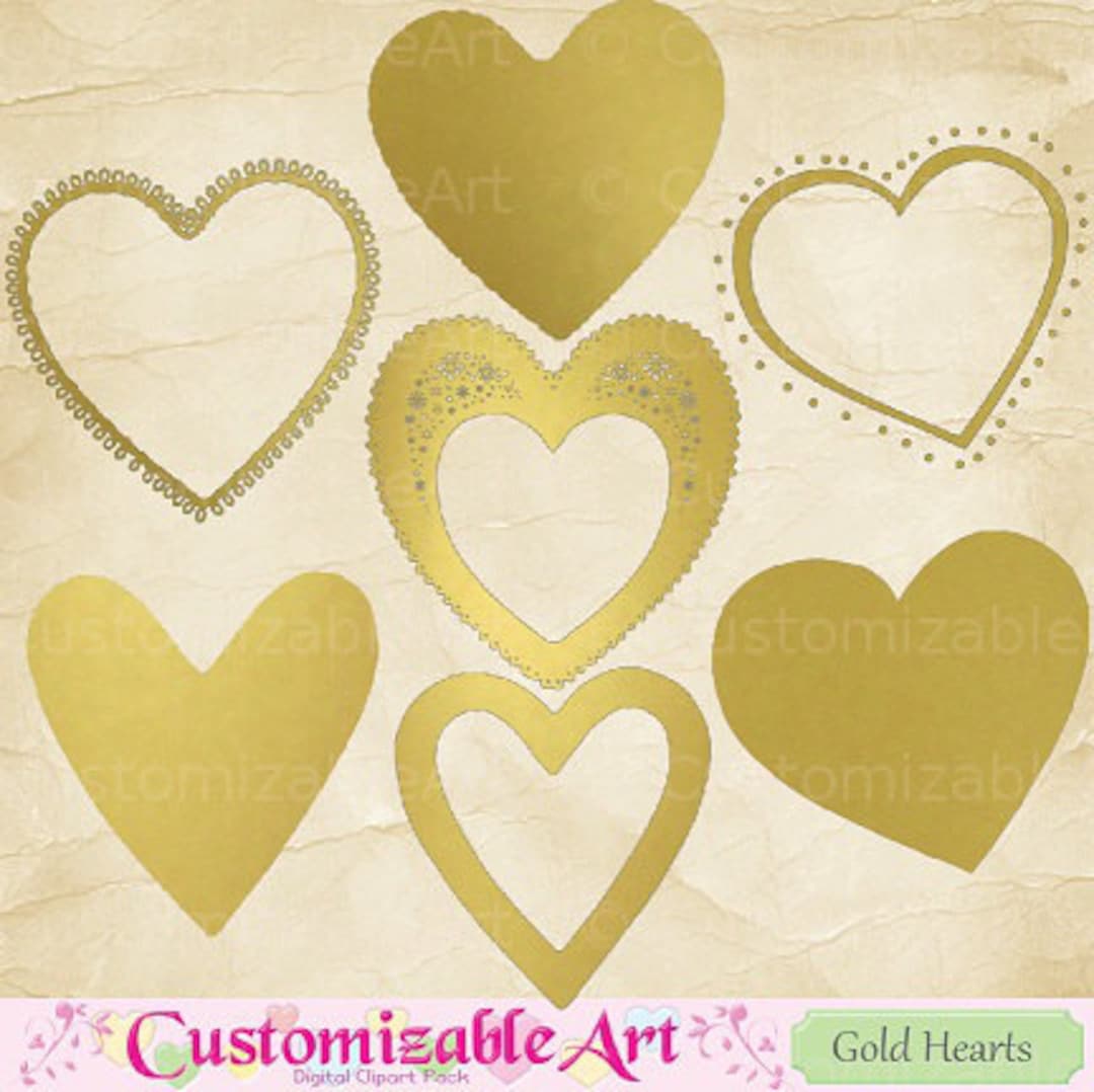 Gold Heart Clipart Gold Hearts Clip Art Golden Heart Frames Gold Heart ...