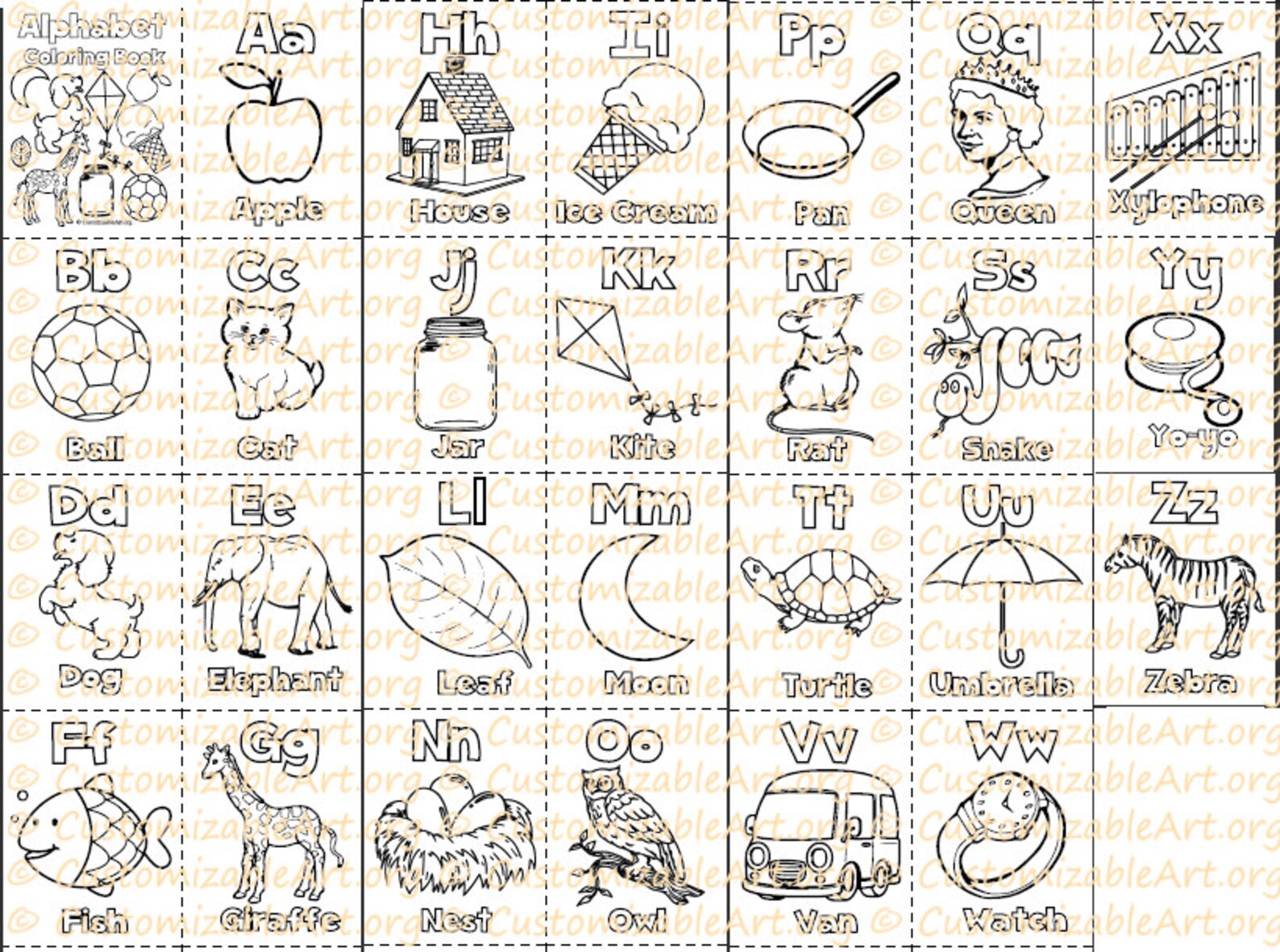 Alphabet Coloring Book Printable Alphabet Coloring Pages Sheets Digital ...