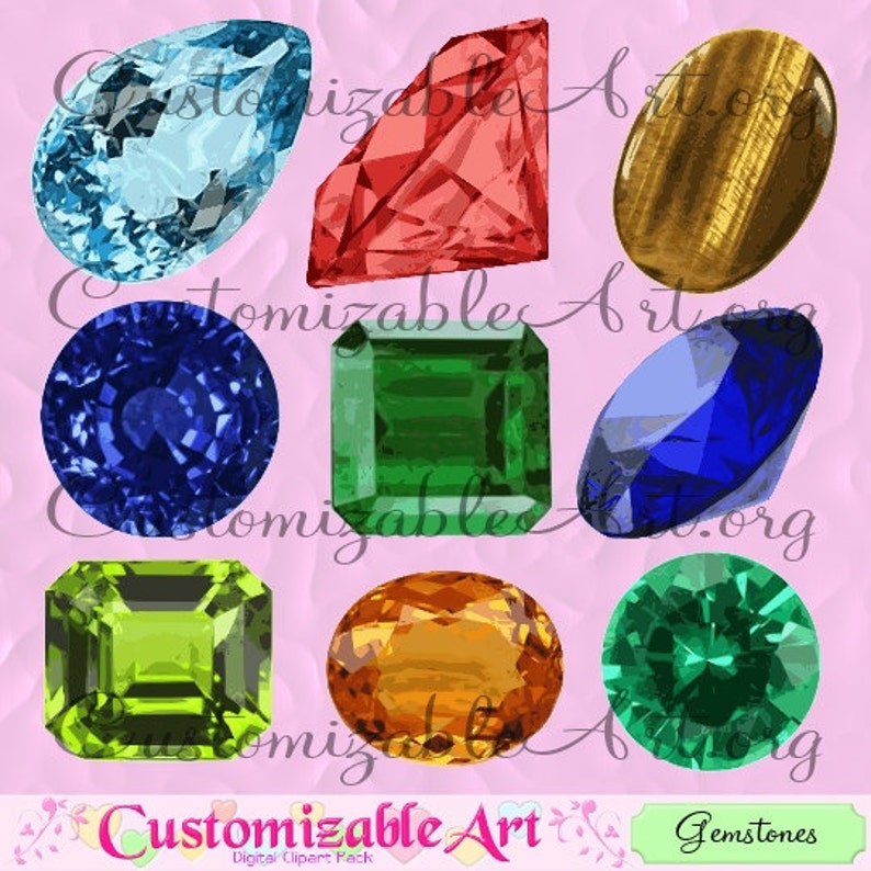 Gem Clipart Gemstone Clipart Digital Gemstones Clip Art Gem Semi ...