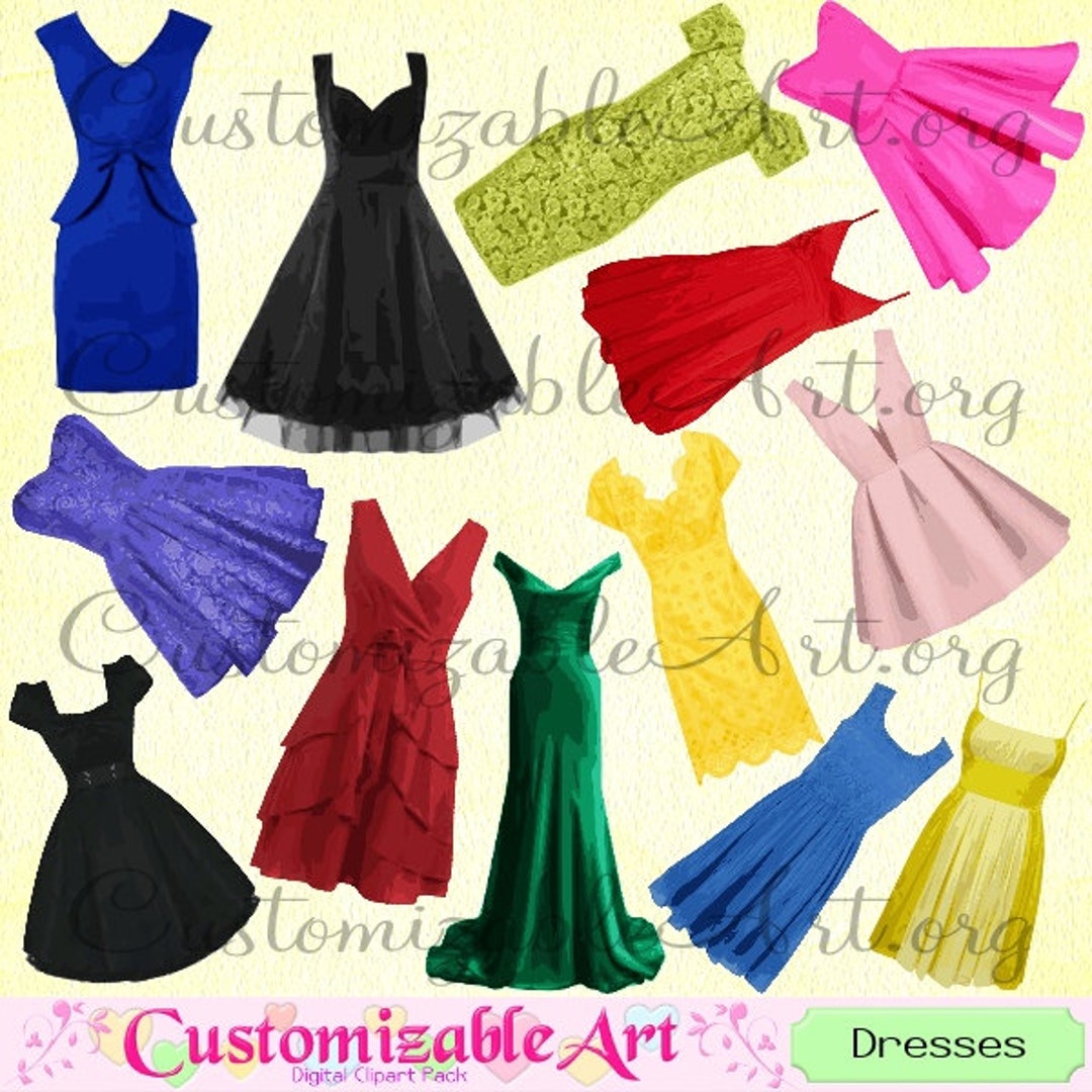 Dress Clipart Digital Dresses Fashion Dress Clip Art Evening Ball Gown ...