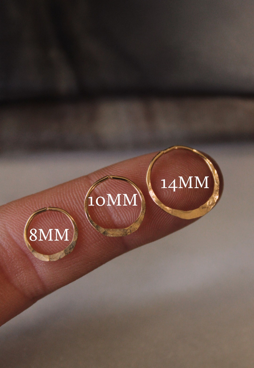 Tiny Thin Hammered 14k Gold Nose Ring, Delicate Lightweight Hoop, Thin ...