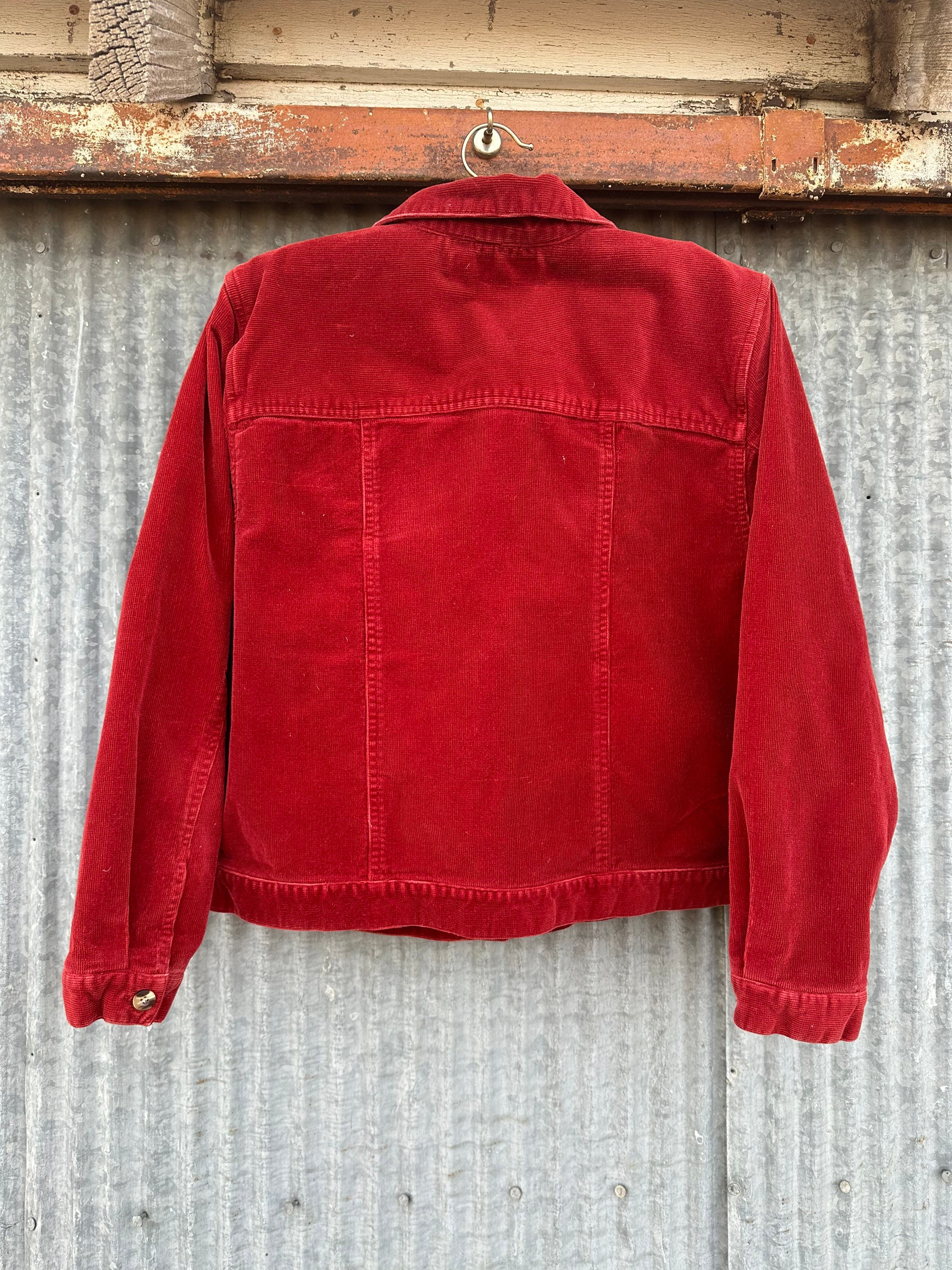 Vintage 90s Red Corduroy Jacket/ Skirt Set / Size Medium/ Vintage ...