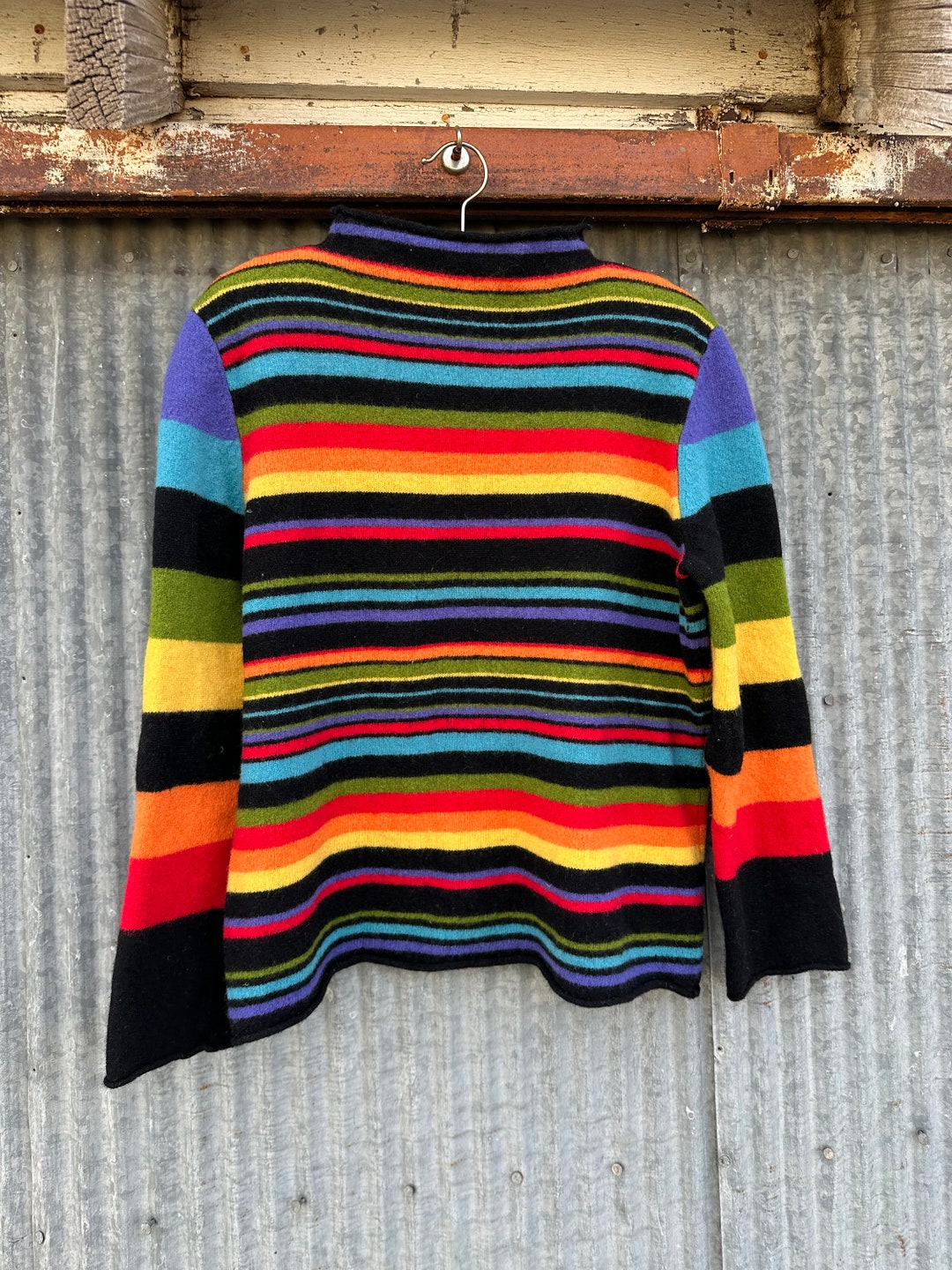 Vintage 2000s RAINBOW Stripe Sweater Size XL / Vintage Wool Sweater - Etsy