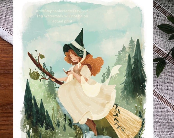 Regency Reading Witch Illustration Art Print - Etsy
