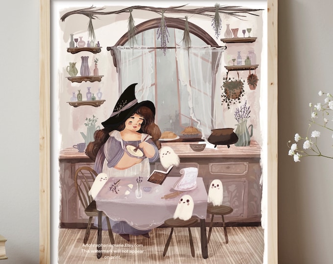 Baking Witch Illustration Art Print - Etsy