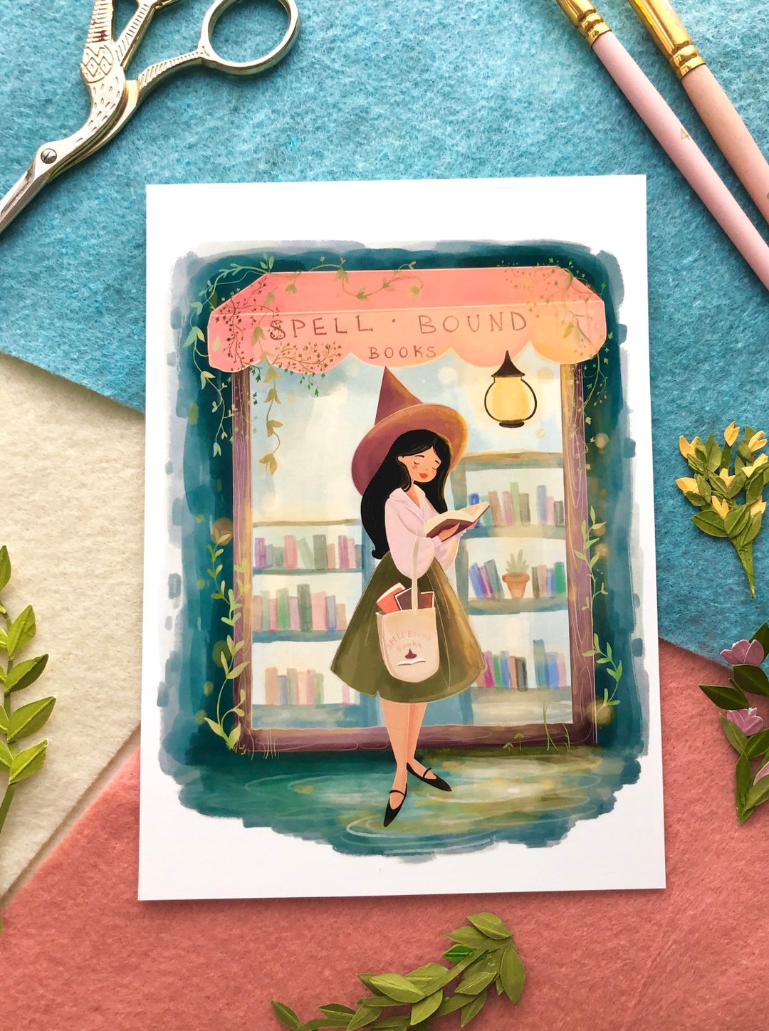 Bookshop Witch Illustration Print 8x10 - Etsy