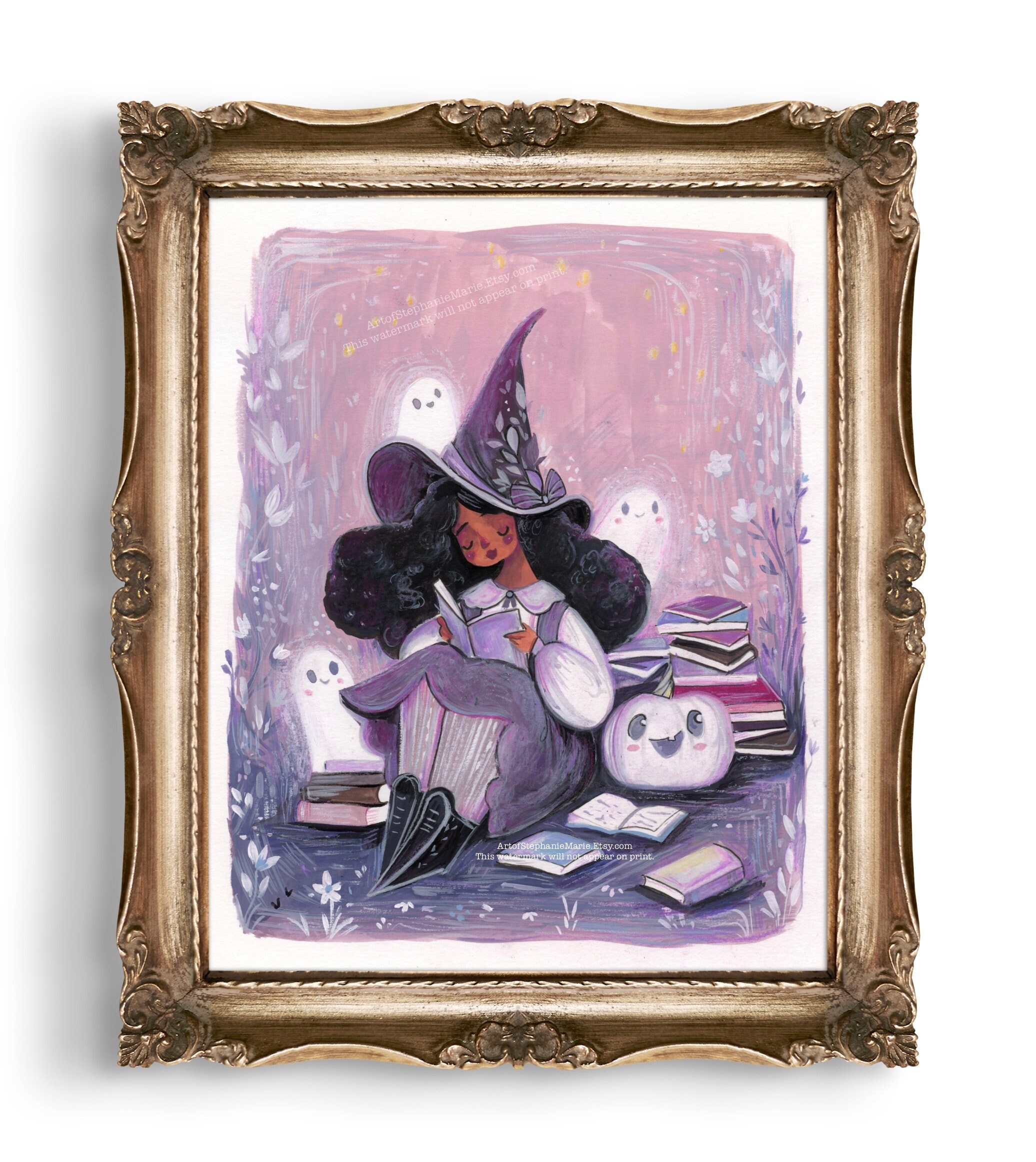 PRINT Reading Witch Illustration Art Print 8x10 - Etsy