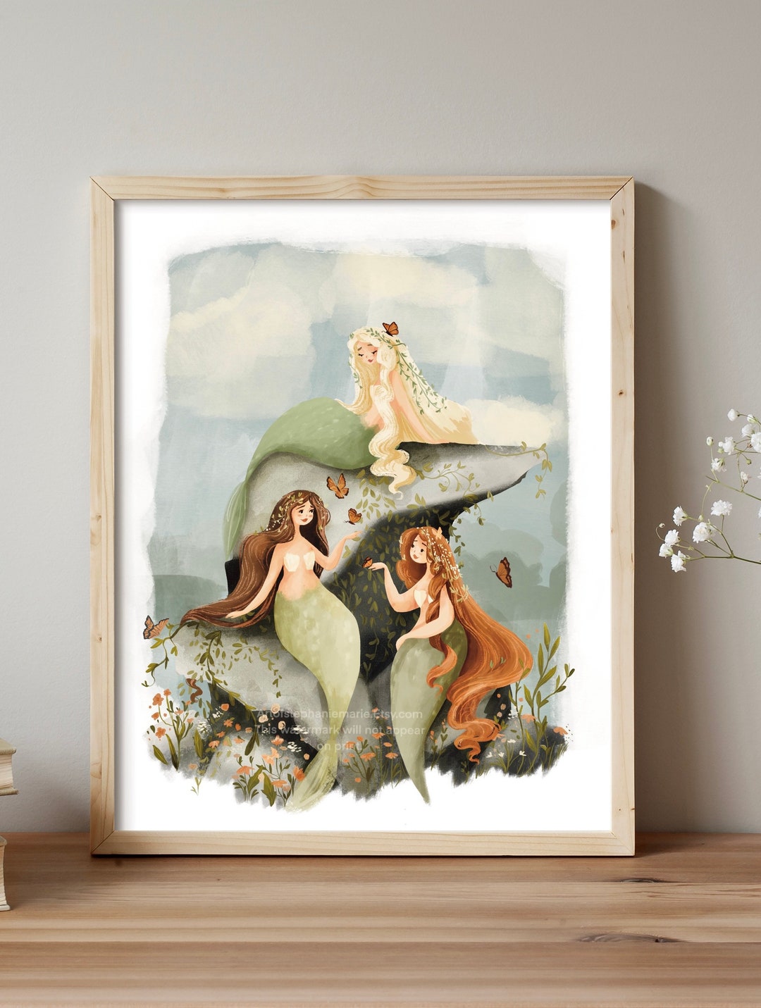 Butterfly Mermaids Illustration Art Print - Etsy