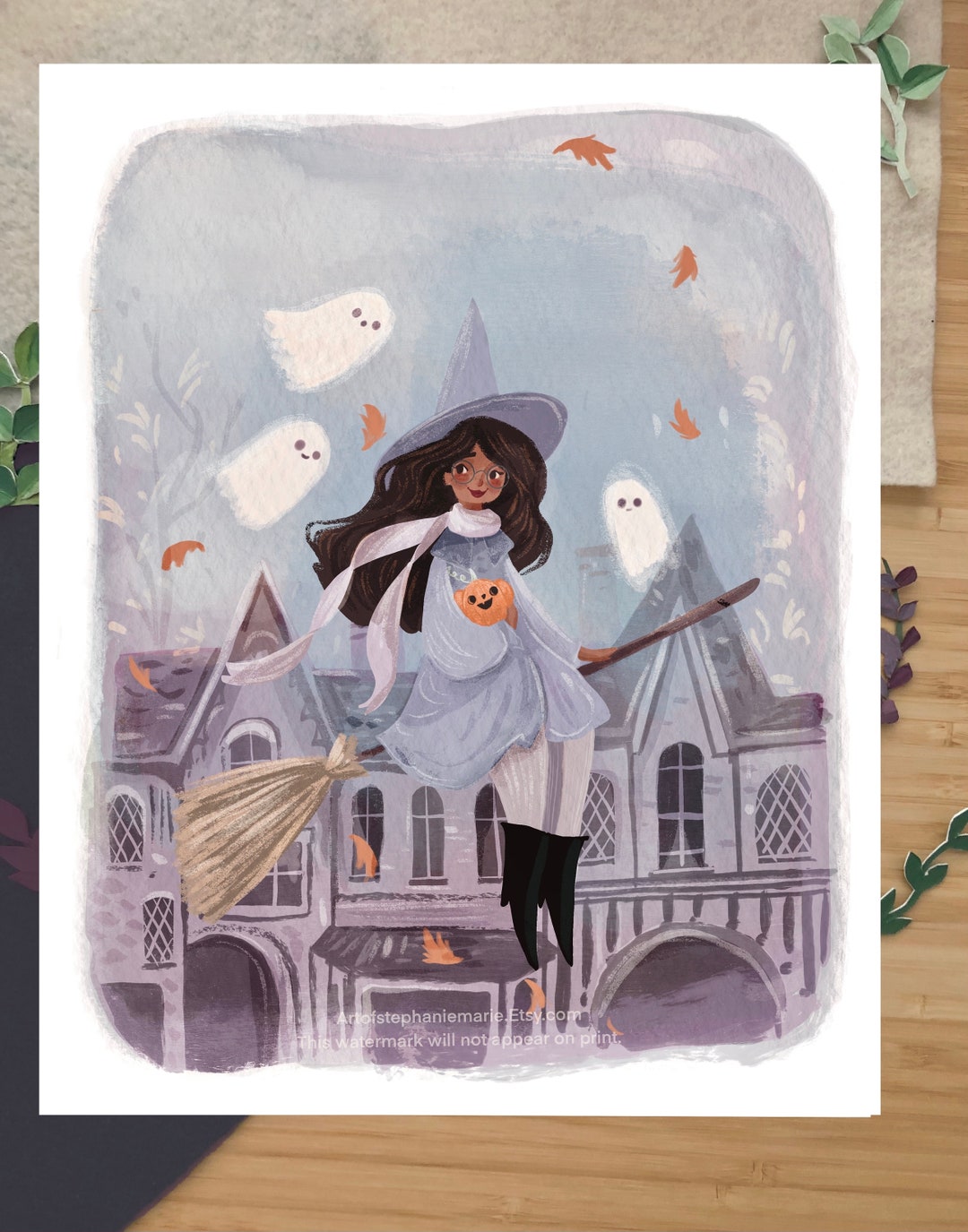 Windy Witch Illustration Art Print - Etsy