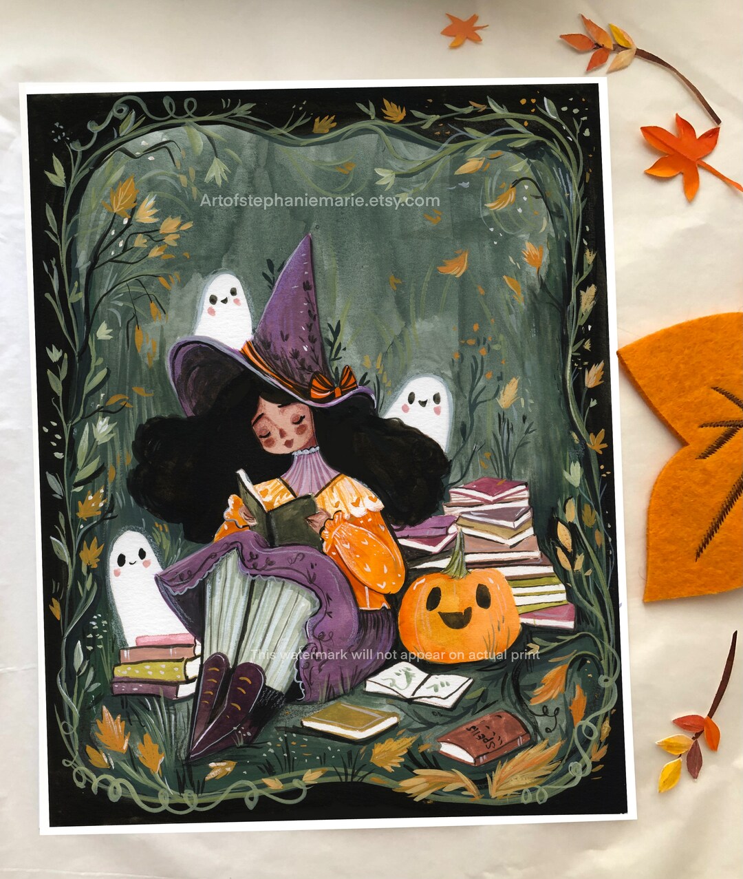 PRINT Reading Witch Illustration Art Print 8x10 - Etsy