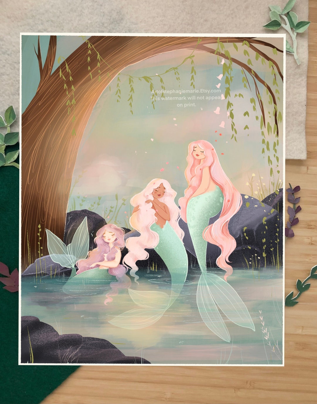 Mermaid Lagoon Illustration Print - Etsy