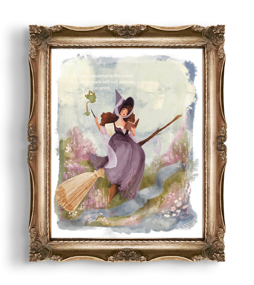 Regency Reading Witch Illustration Print - Etsy