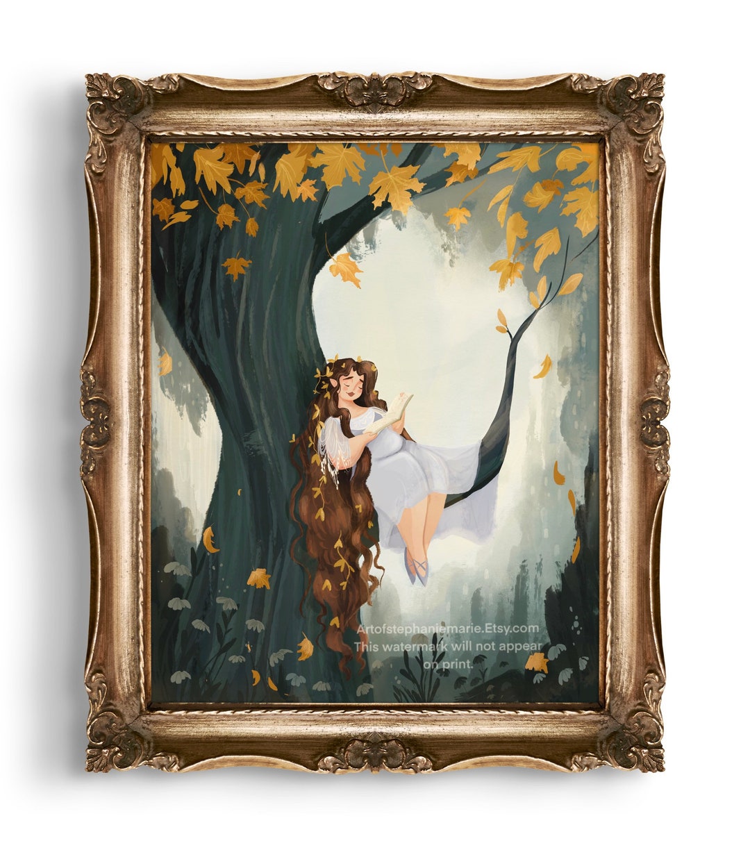 Elvish Girl Reading Illustration Art Print - Etsy