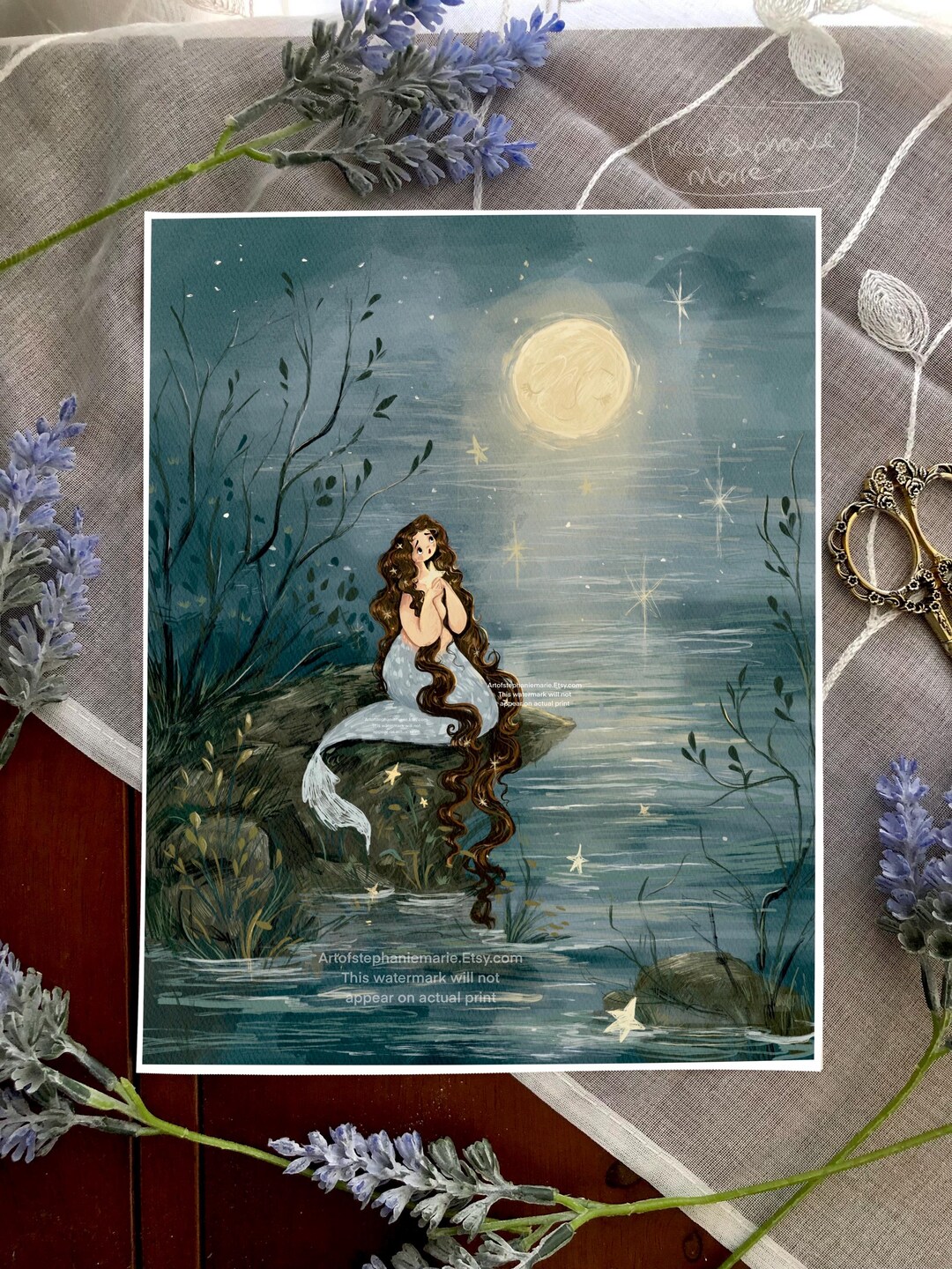 Mermaid Moon Illustration Art Print - Etsy