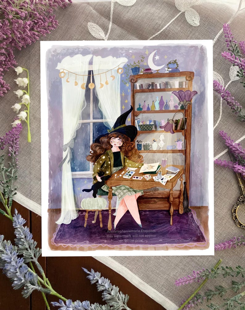 The Artist Witch Illustration Art Print - Etsy