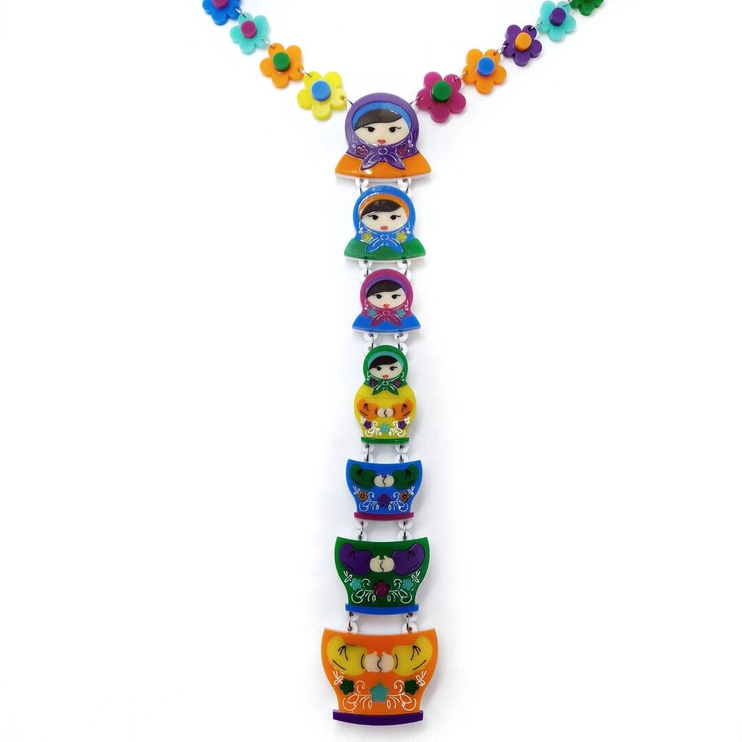 Very Long Matryoshka Necklace in Laser Cut Plexiglass Acrylic - Etsy