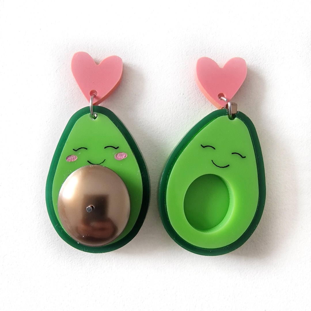 Avocado in Love Earrings in Laser-cut Acrylic Plexiglass - Etsy