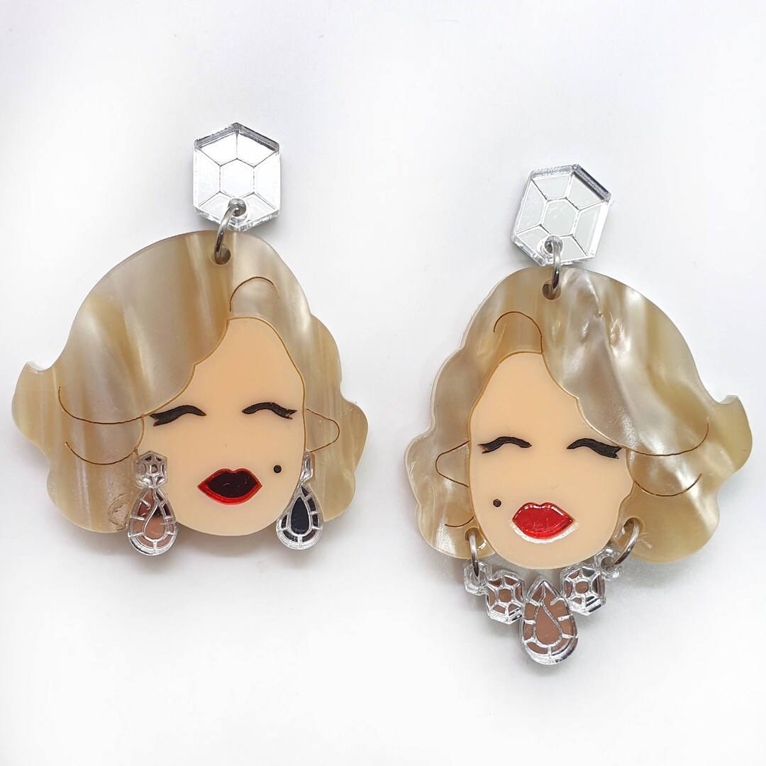 Iconic 1950s-style Asymmetrical Drop Earrings in Laser-cut Acrylic and ...