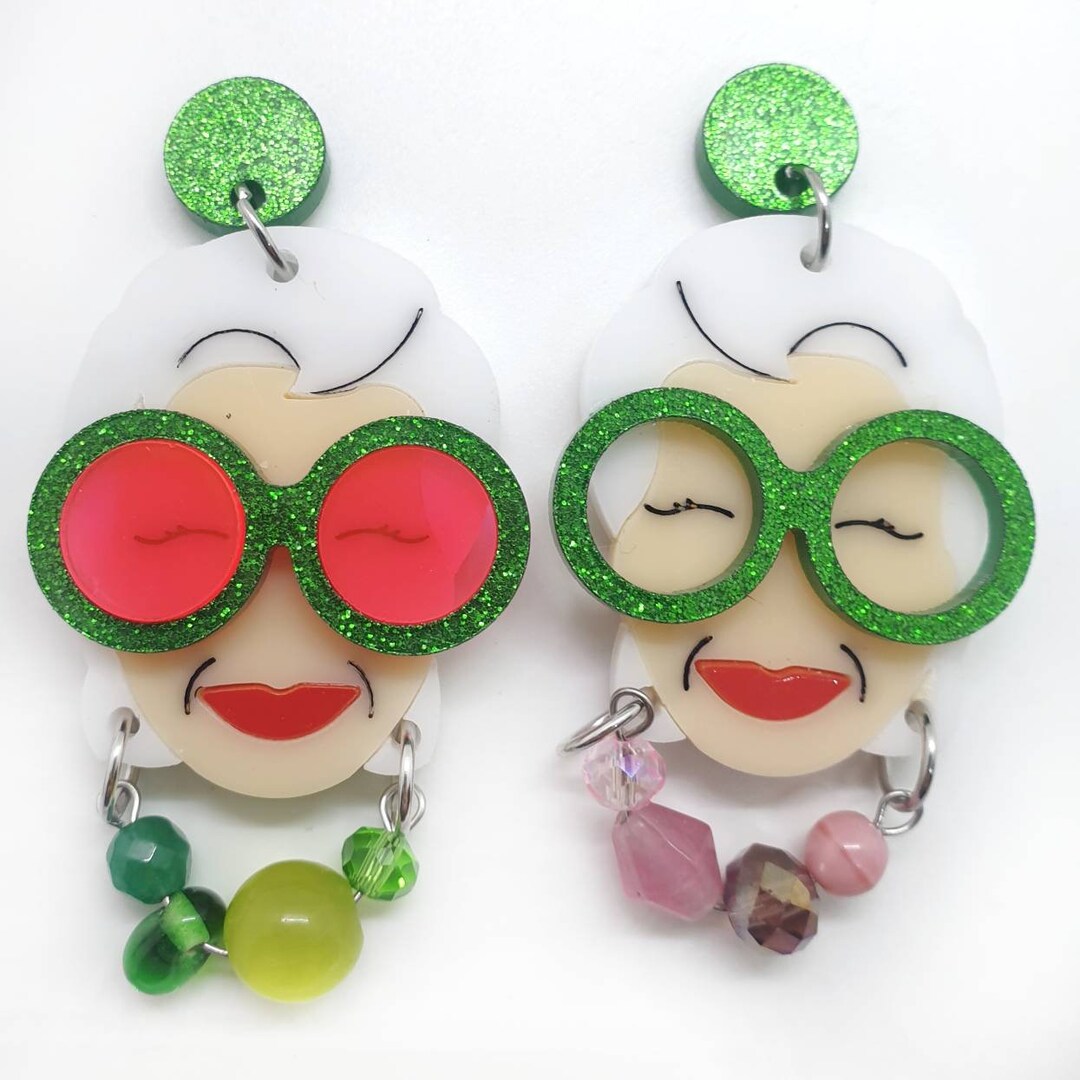 Asymmetrical Iris Drop Earrings, Round Colored Glasses, Laser Cut ...