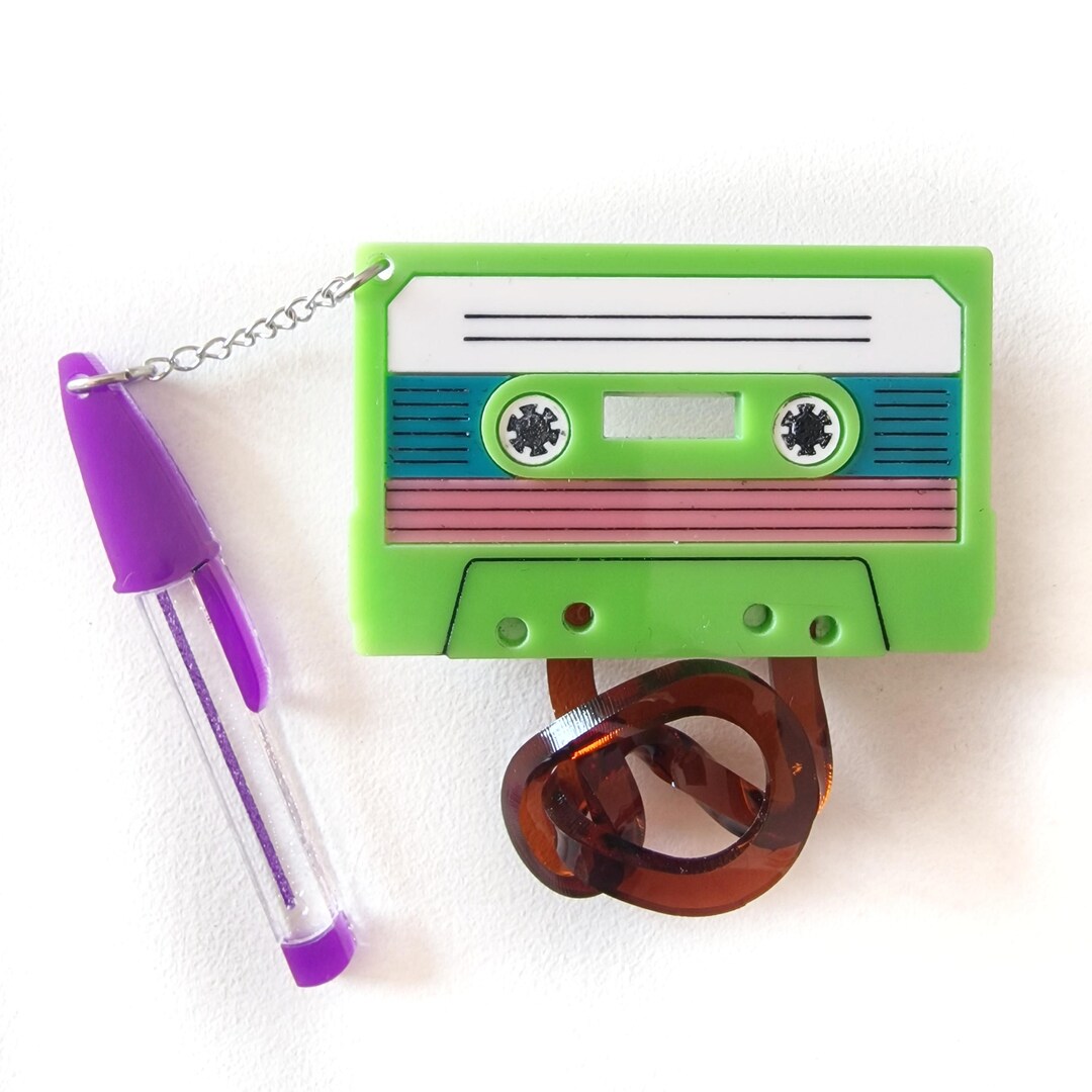 Cassette Tape and Ballpoint Pen Pin... Laser-cut Acrylic Plexiglass - Etsy