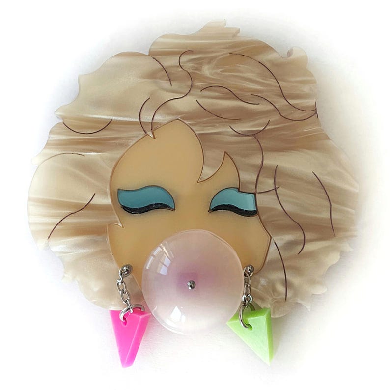 Handmade 80's Girl Pin, Laser Cut Acrylic. - Etsy