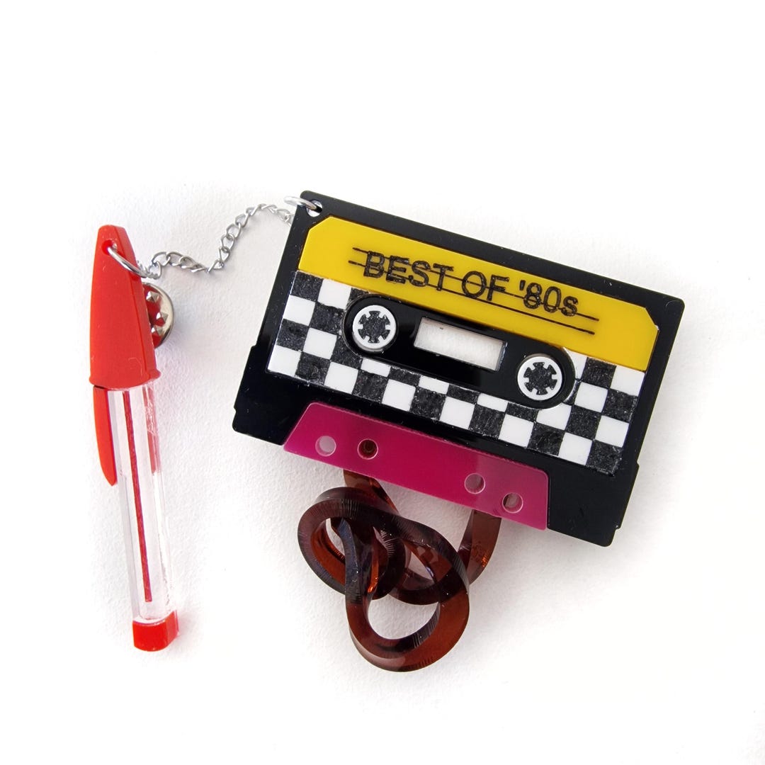 Cassette Tape and Ballpoint Pen Pin... Laser-cut Acrylic Plexiglass - Etsy