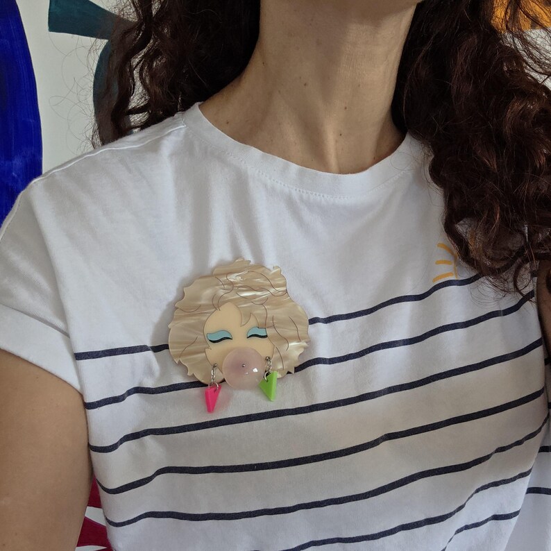 Handmade 80's Girl Pin, Laser Cut Acrylic. - Etsy