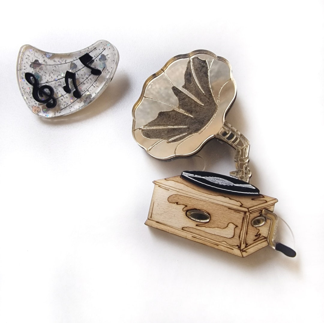 Laser Cut Acrylic Gramophone Pin - Etsy