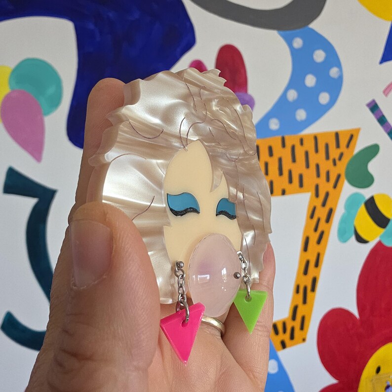 Handmade 80's Girl Pin, Laser Cut Acrylic. - Etsy