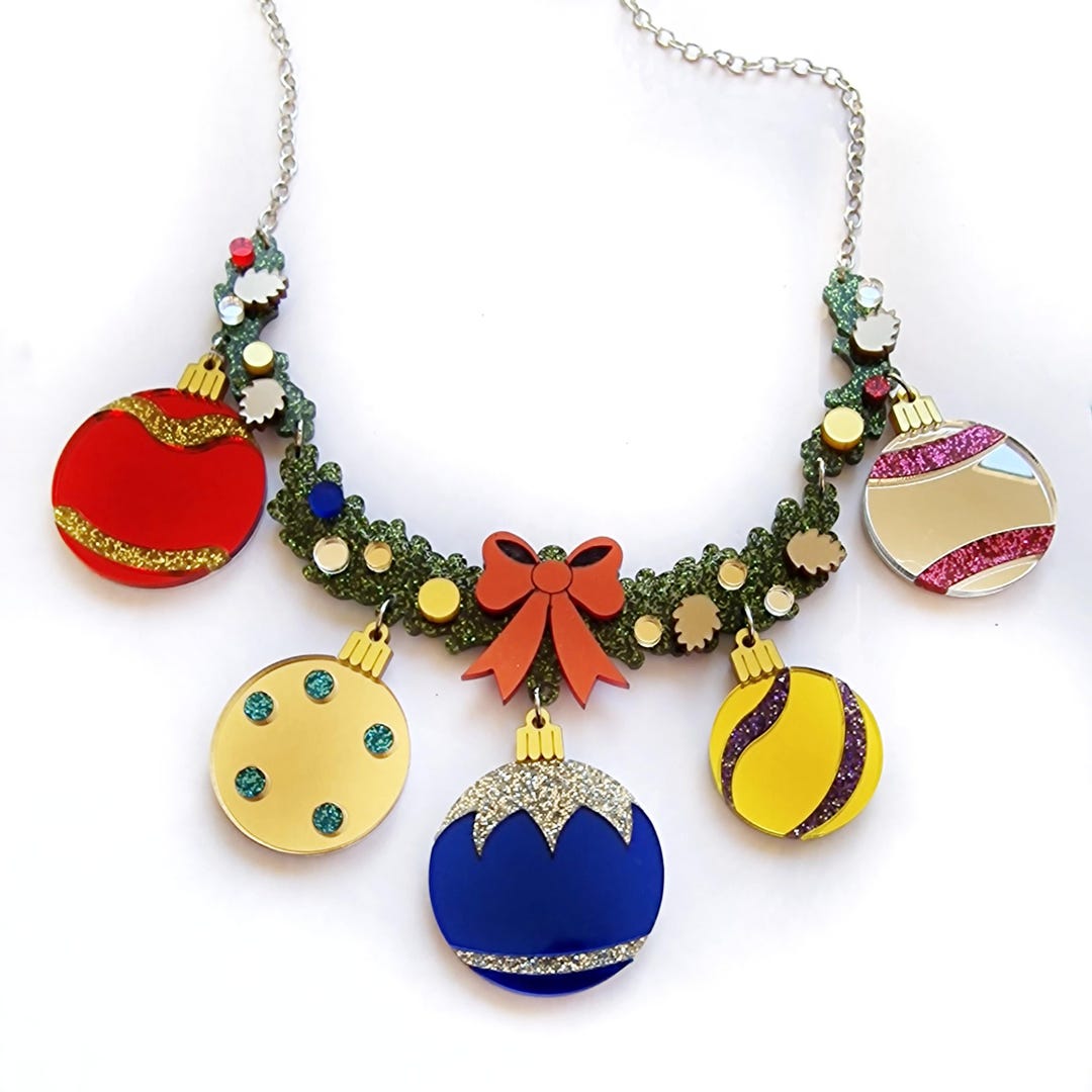 Acrylic Plexiglass Laser Cut Christmas Ball Necklace - Etsy