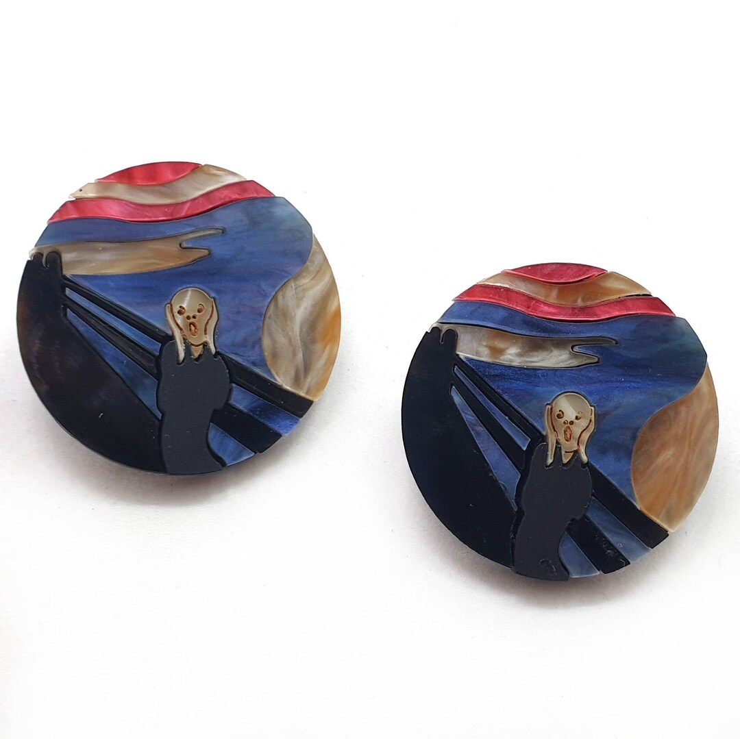 Scream Maxi Square Lobe Earrings Munch Inspired Wear the Art Plexiglass ...