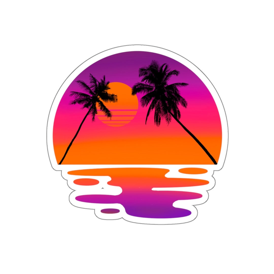 Sunset Outrun 80s Die-cut Sticker - Etsy
