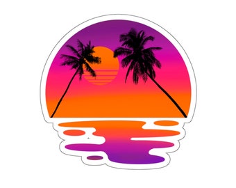 Triangle Sunset Outrun 80s Die-cut Sticker - Etsy