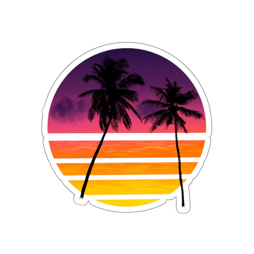 Sunset Outrun 80s Die-cut Sticker - Etsy