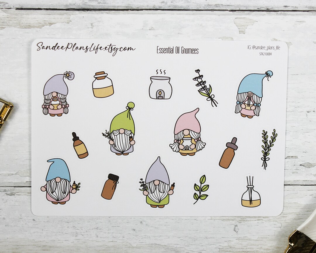 Essential Oil Gnomees Stickers | Essential Oil Illustrations | Gnomes ...