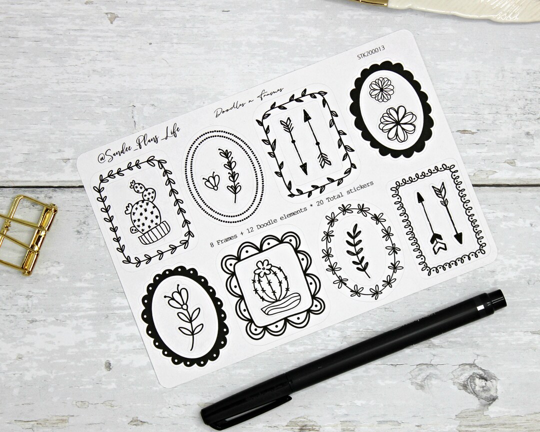 Black and White/ Doodle Frames/ Picture Frames/ Planner Boxes/ Doodle ...