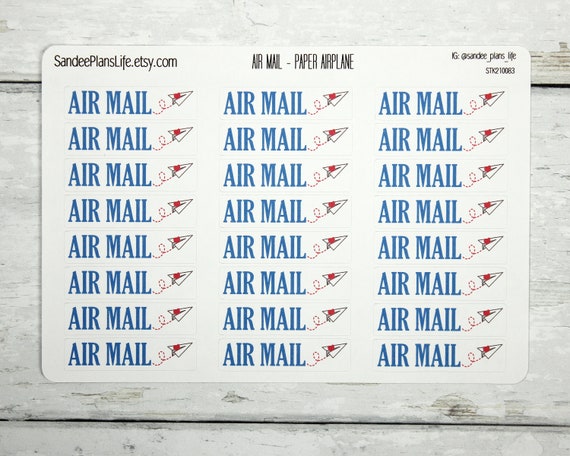 Air Mail Stickers Paper Airplane via Airmail Par Avion - Etsy