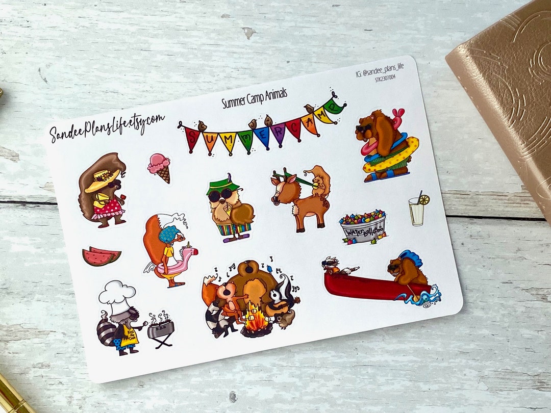 Summer Camp Animals Stickers | Bright Fun Animals | Summer Camp ...
