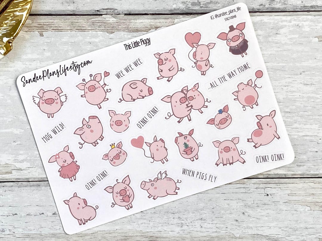This Little Piggy Stickers | Adorable Little Pig Stickers | Pig ...