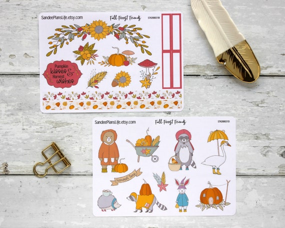Fall Forest Friends Planner Stickers Autumn Journal Deco | Etsy