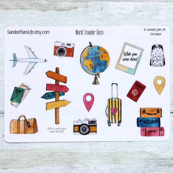 World Traveler Suitcase Stickers - Etsy