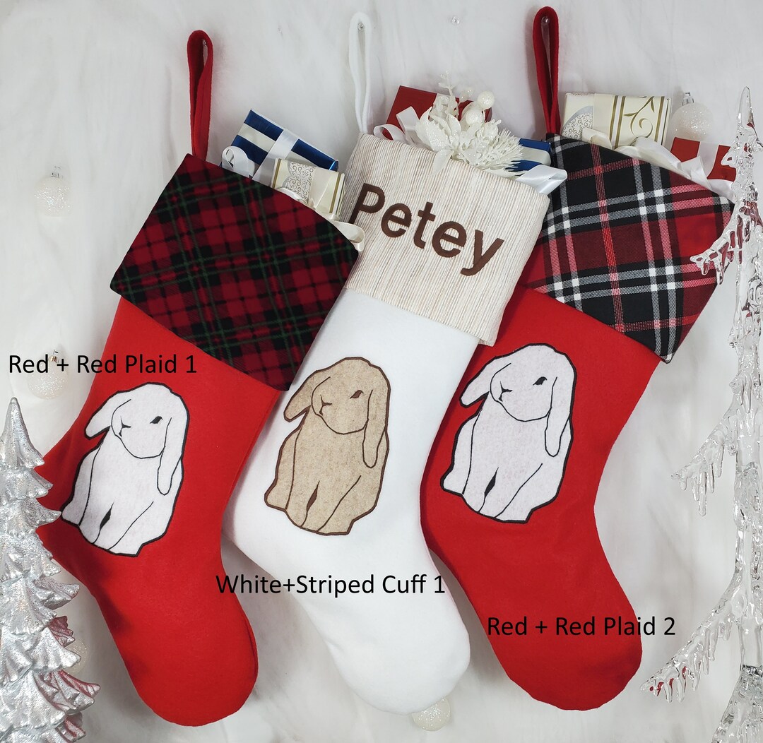 Bunny Christmas Stocking, Rabbit Christmas Stocking, Pet Christmas ...