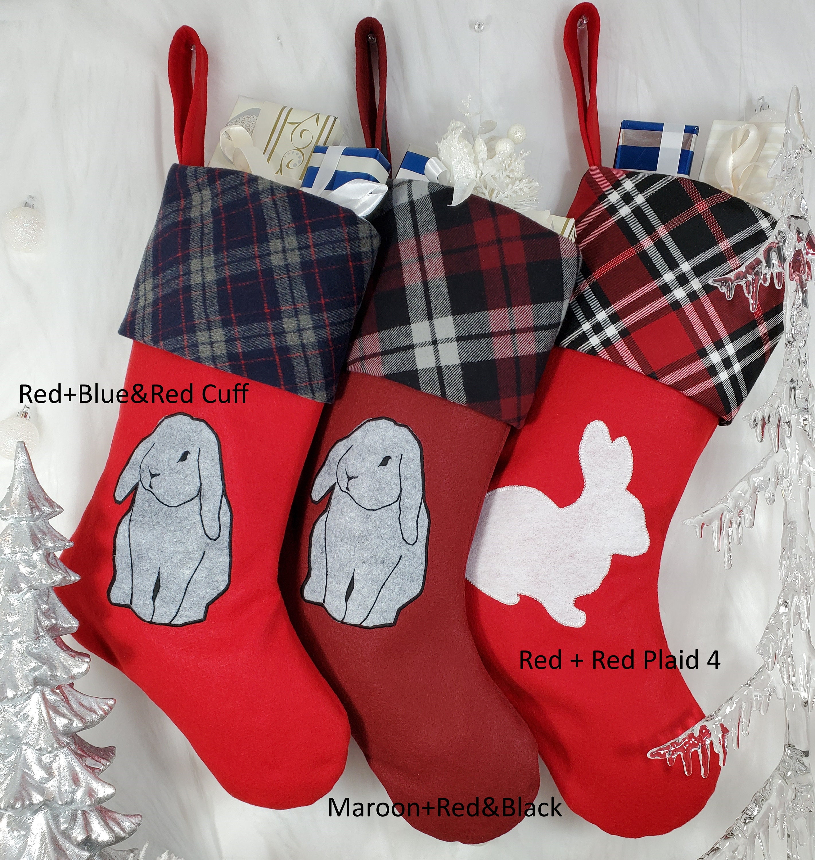 Bunny Christmas Stocking Rabbit Christmas Stocking Pet | Etsy