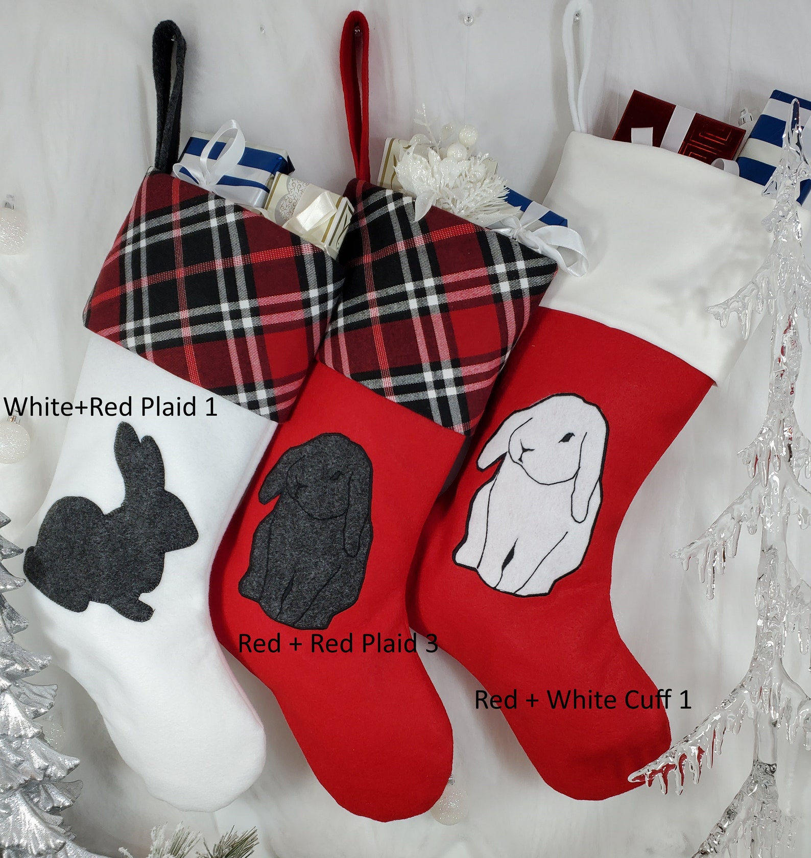 Bunny Christmas Stocking Rabbit Christmas Stocking Pet | Etsy