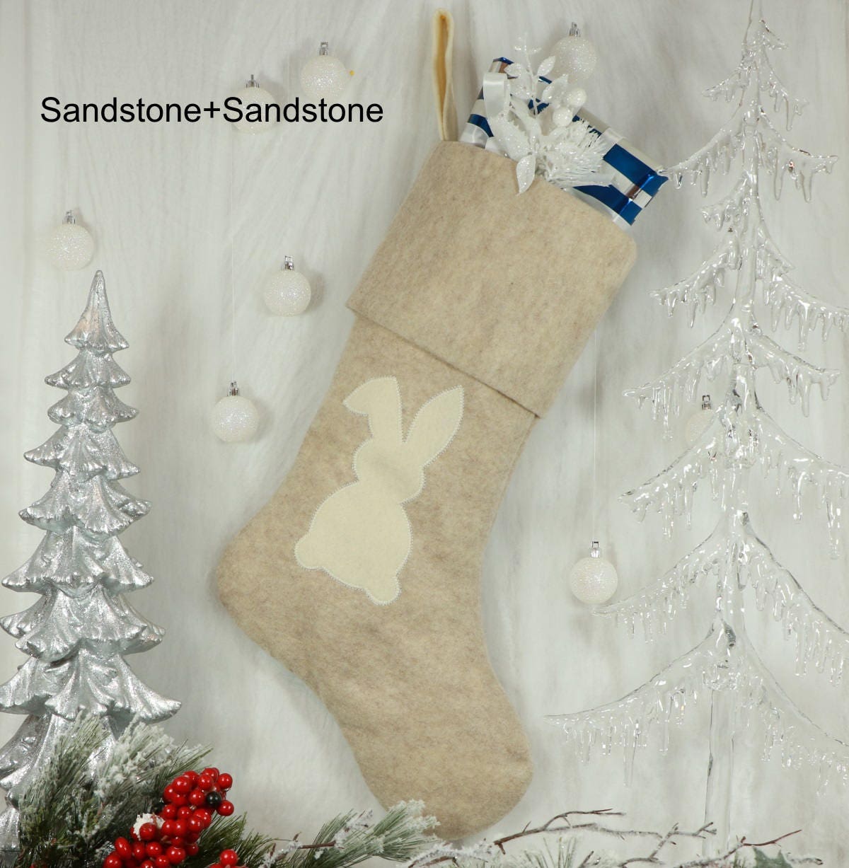 Bunny Christmas Stocking Rabbit Christmas Stocking Pet | Etsy